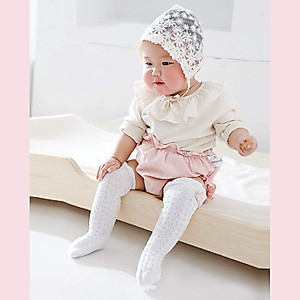 Apone Fatu Baby Knee High Socks Non Slip Grip Ankle Socks Ruffled Long Stockings for Infants Toddlers Kids Boys Girls (as1, age, 0_month, 6_months, Pink/White/Gray)