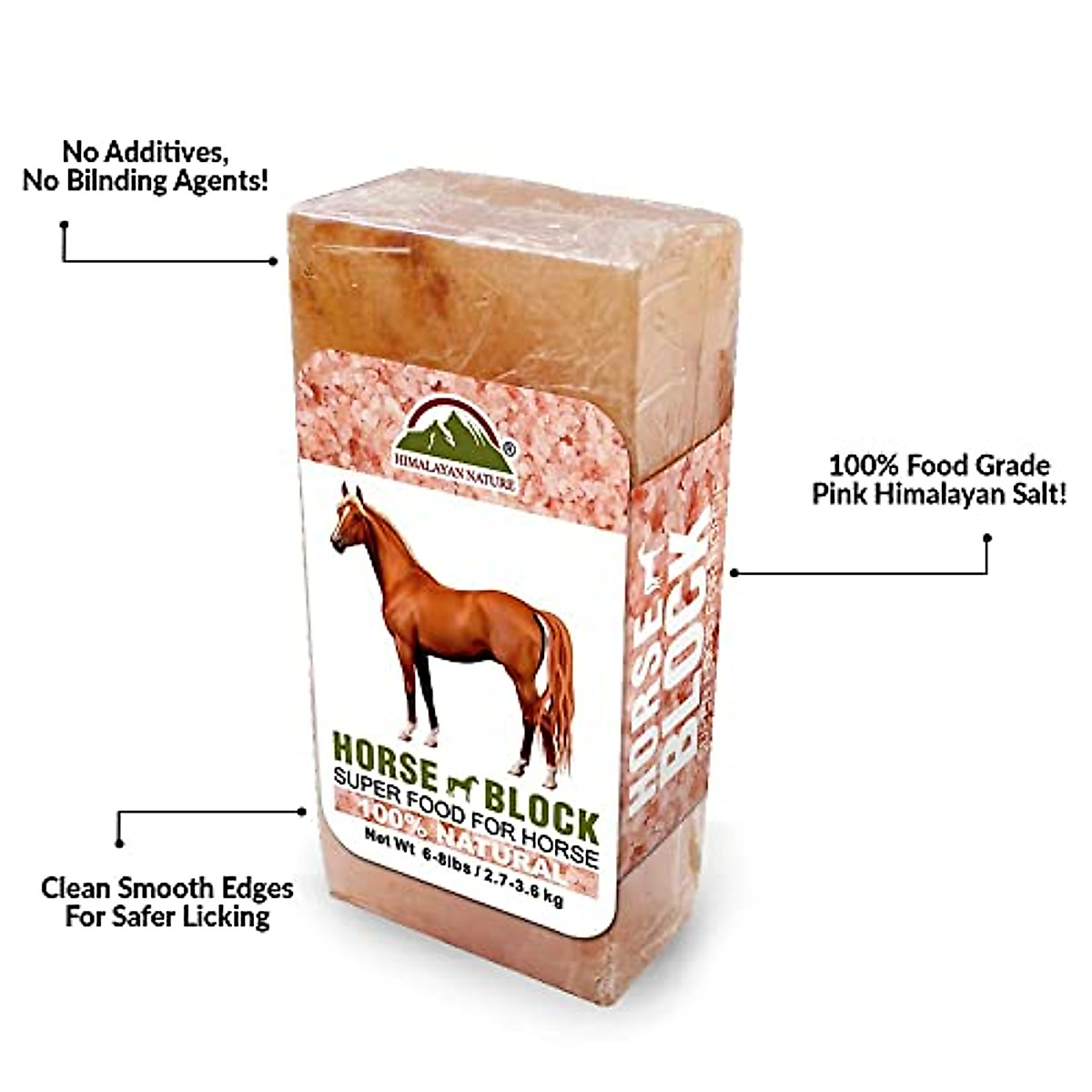 Himalayan Nature Horse Licking Salt, Animal Licking Mineral Salt Brick - 5 Lbs