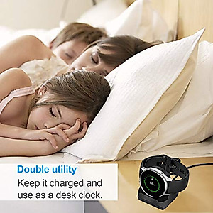 Silicone Stand for Samsung Galaxy Watch 4/Galaxy Watch 4 Classic/Galaxy Watch 3/Galaxy Active 2/Galaxy Watch Active, Non-Slip Charger Bracket Accessories Holder with Cable Management Slot- Black