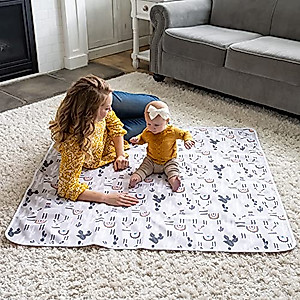 BABYBOET Splat Mat for Baby – Under High Chair Floor Mat Protects Wood, Vinyl and Carpet from Spills – Waterproof Triple Layer Baby Mat with Anti-Skid Backing Deters Bunching and Sliding (51” x 51”)