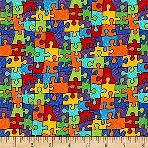 Timeless Treasures Novelty Brights Bright Puzzle Pieces