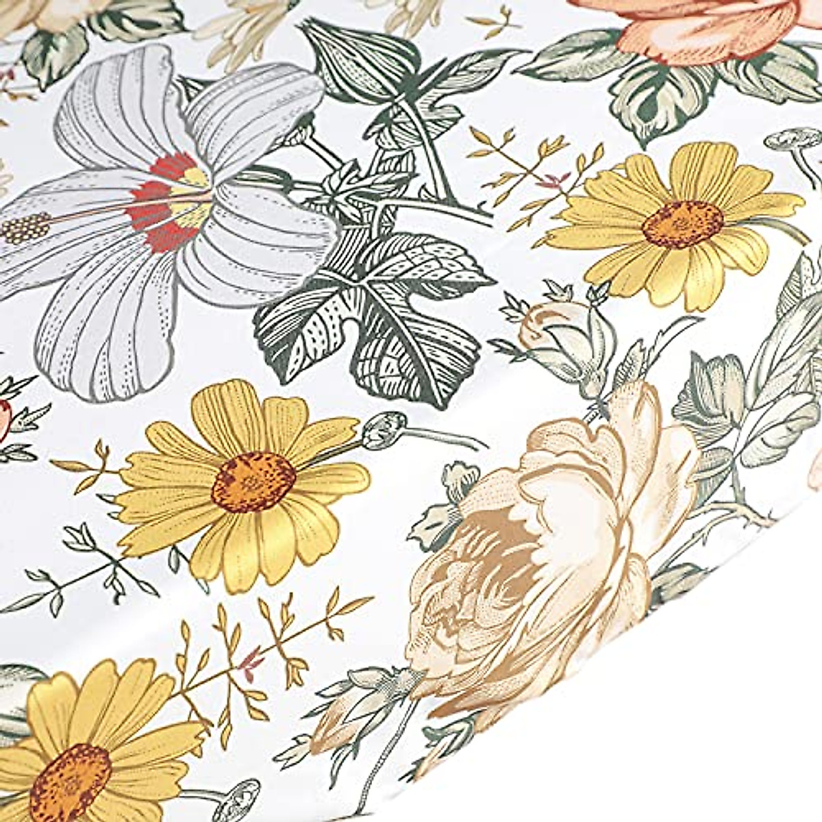 Sahaler Floral Crib Sheet for Girl Boy Baby Fitted Crib Sheets for Standard Mattresses (Retro Chrysanthemum)