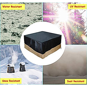 ProHome Direct Heavy Duty 40Inch Square Fire Pit Cover, UV and Water Resistant, 40"Lx40"Wx28"H,Black/Beige