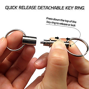 BLMHTWO 6PCS Quick Release Keyrings, Double-headed Detachable keyring Metal Pull Apart Keychain with 2 Split Key Rings Chain Lock Holder for Bag Purse Travel Home Office (Silver)