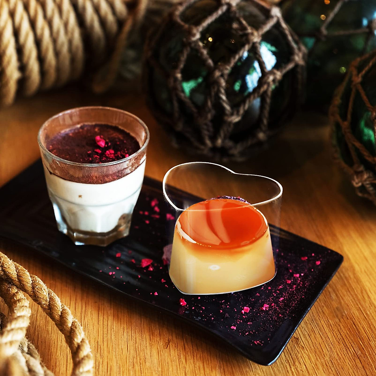 DOITOOL 20PCS Clear Dessert Cup 2. 3 oz Mini Dessert Cup, Clear Plastic Parfait Appetizer Cups Heart Shaped Dessert Serving Cups for Parties, Events, Catering (5. 5 x 5. 5cm)