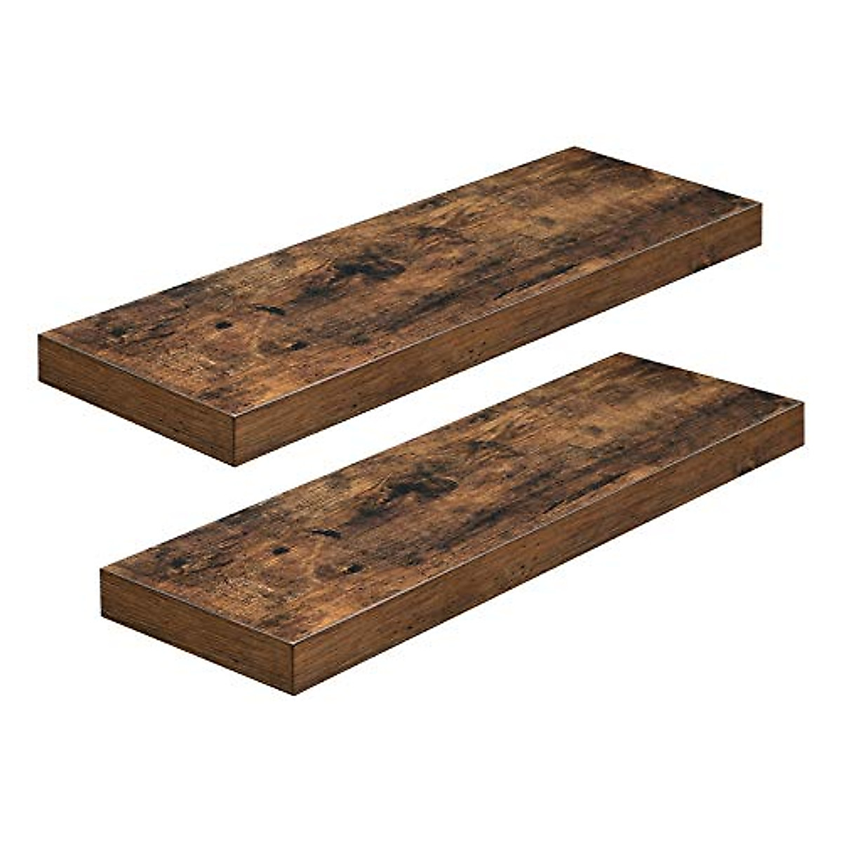 VASAGLE Wall Shelf Set of 2, Vintage Floating Shelf 23.6 Inch, Hanging Shelves Wall Mounted,Rustic Brown & Wall Shelf, Vintage Floating Shelf 23.6 inch, Hanging Shelves Wall Mounted, Rustic Brown