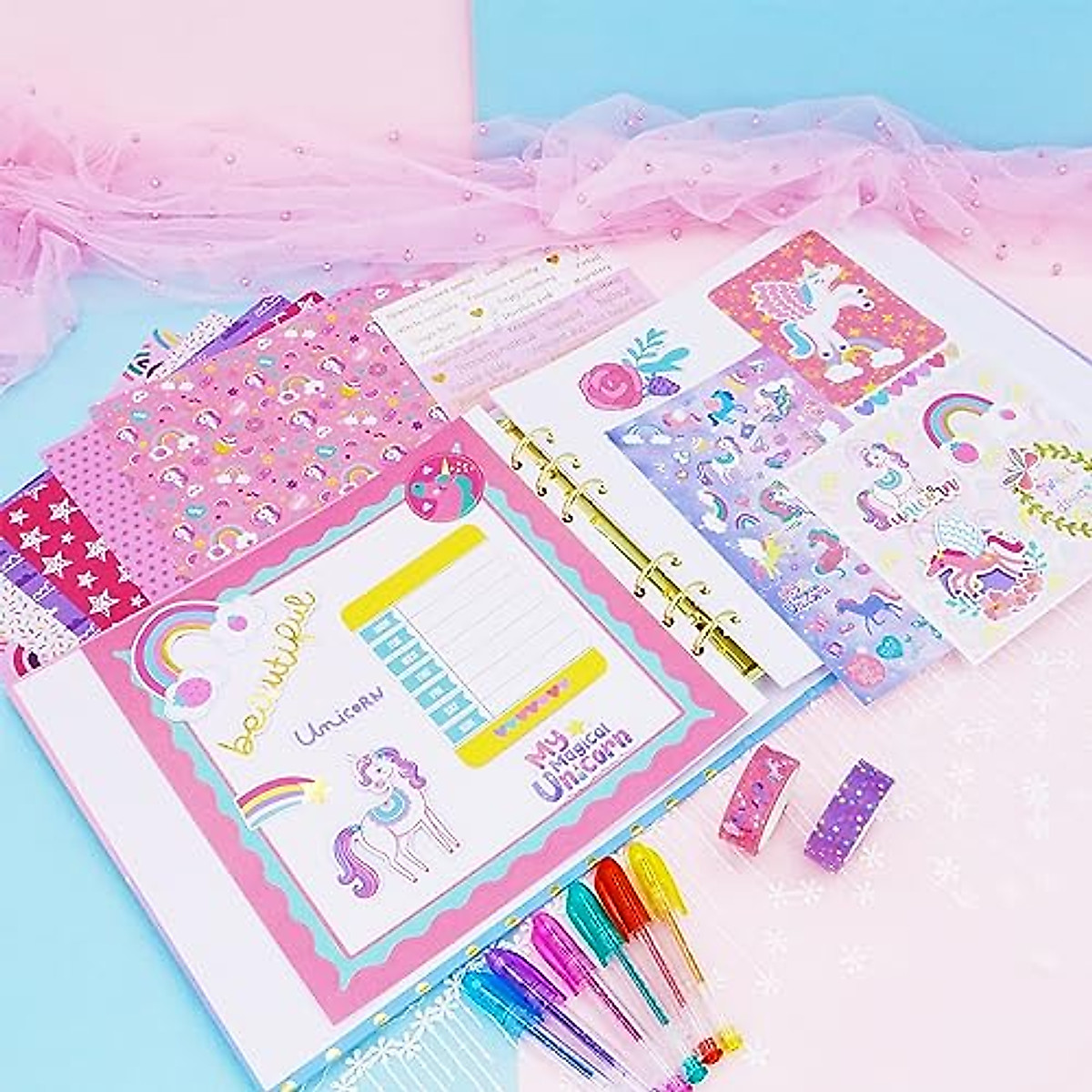 DIY Journal Kit for Girls, Personalized Diary & Scrapbook Stuff for Teens Girls, Decorate Your Planner/Organizer, Journaling Arts Craft Kit Birthday Gifts Ideas for Girls Ages 6-15 Years Old
