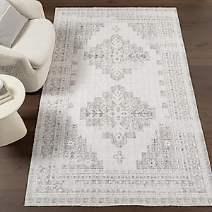 nuLOOM 8' x 10' SpinClean Machine Washable Stain-Resistant Area Rug Low Profile for Living Room, Bedroom, and Dining Room, Alexia Grey