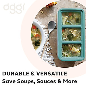 OGGI Prep & Portion Silicone Freezer Trays with Lid - Freezer Molds for Food, Ice Cube Tray, Food Prep Containers, Freezer Storage Containers, for Soup, Smoothie Cubes, Broth, Leftovers - 1/4 Cup