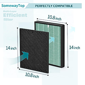 BioGS 2.0 Filters Replacement Kit Compatible with Rabbit Air Biogs Filter Replacement SPA-550A and SPA-625A, Air Clenaer to Remove Odor for Home and Large Room, 2x H13 True HEPA and 2x Carbon