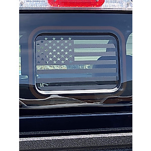 ELEVATED AUTO STYLING - Rear Middle Window American Flag Decal Fits Ford Ranger 2019-2023 (Matte Black)