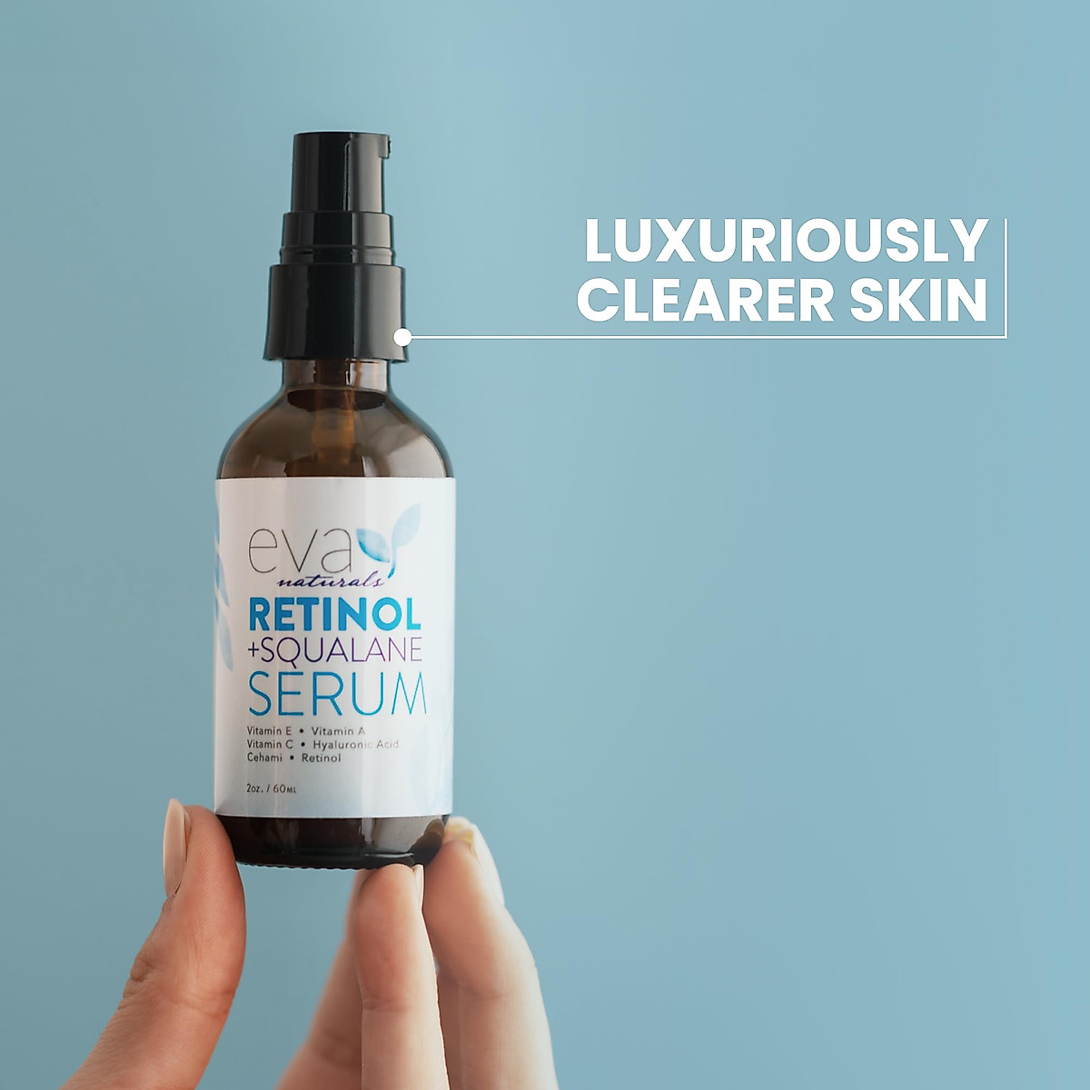 Eva Naturals Anti-Aging 1% Retinol Serum For Face - Granactive Retinoid with Squalane Dark Spots, Fine Lines & Wrinkles - Collagen Boosting Moisturizer - Pure Retinol Night Serum for Face (2 Oz)