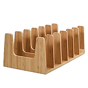 MobileVision Bamboo Book Rack, Video, CD, Record Organizer, 6 Sections