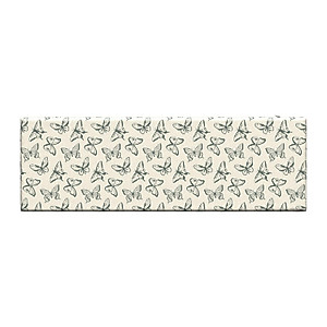 Lunarable Spring Bench Pad, Earthy Tone Damask Stencil Swallowtail Butterfly and Skippers, Standard Size HR Foam Cushion with Decorative Fabric Cover, 45" x 15" x 2", Green Eggshell