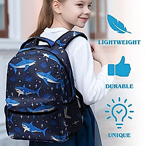Dacawin Shark Backpack for Boys Blue Cartoon Animals Bookbag Lightweight Breathable School Backpacks Fashion Casual Travel Back Pack for Toddler Kids