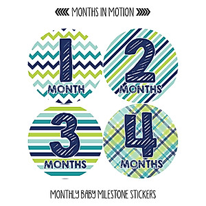 Monthly Stickers for Boy 12 Milestone Sticker Baby Month Infant First Year Belly Gift