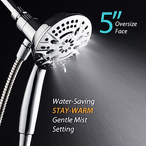 AquaDance New Magnetic Guidance Docking System - High-Pressure 8-setting Handheld Shower Head with Giant 5 inch Face, Magnetic Bracket, Extra-long 72 inch Stainless Steel Hose/All Chrome Finish