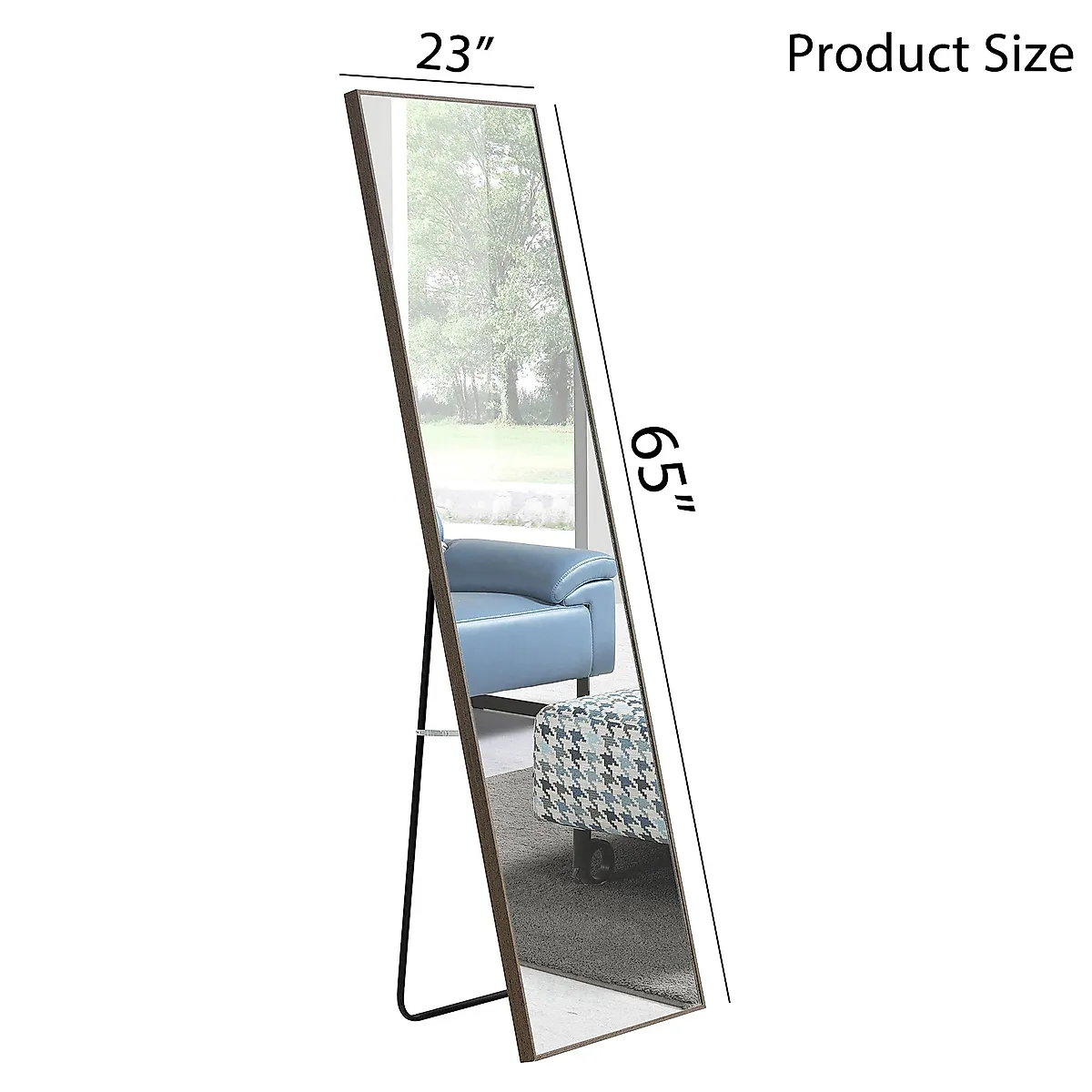 CIATRE Solid Wood Frame Full-Length Mirror - Dressing Mirror for Bedroom, Home Porch, and Clothing Store - Floor Mounted or Wall Mounted - 65" x 23"