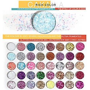 Glitter Eyeshadow Palette, 40 Colors Highly Pressed Pigmented Metallic Shimmer Sparkly Glitter Eyeshadow Makeup Pallet Palettes,Pink Blue Green Red Gold Purple Eye Shadow Powder Long Lasting