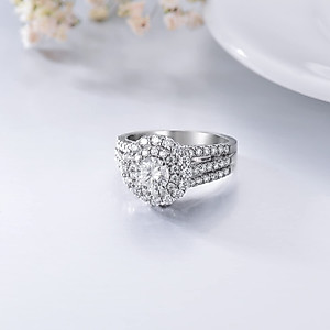 Molioaki 1.5 Carat (ctw) D-VVS1 moissanite engagement rings for women Platinum Plated Silver moissanite rings-Y-5.5