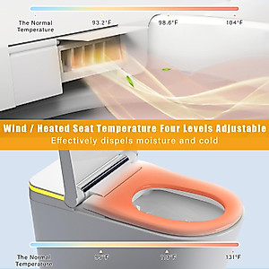 Liyarya Smart Bidet Toilet, Tankless Toilet with Built-in Bidet Seat, Modern Toilet with Foot Sensor Operation, Heated Seat, Auto Open/Close, Auto Flush, Colorful Night Light