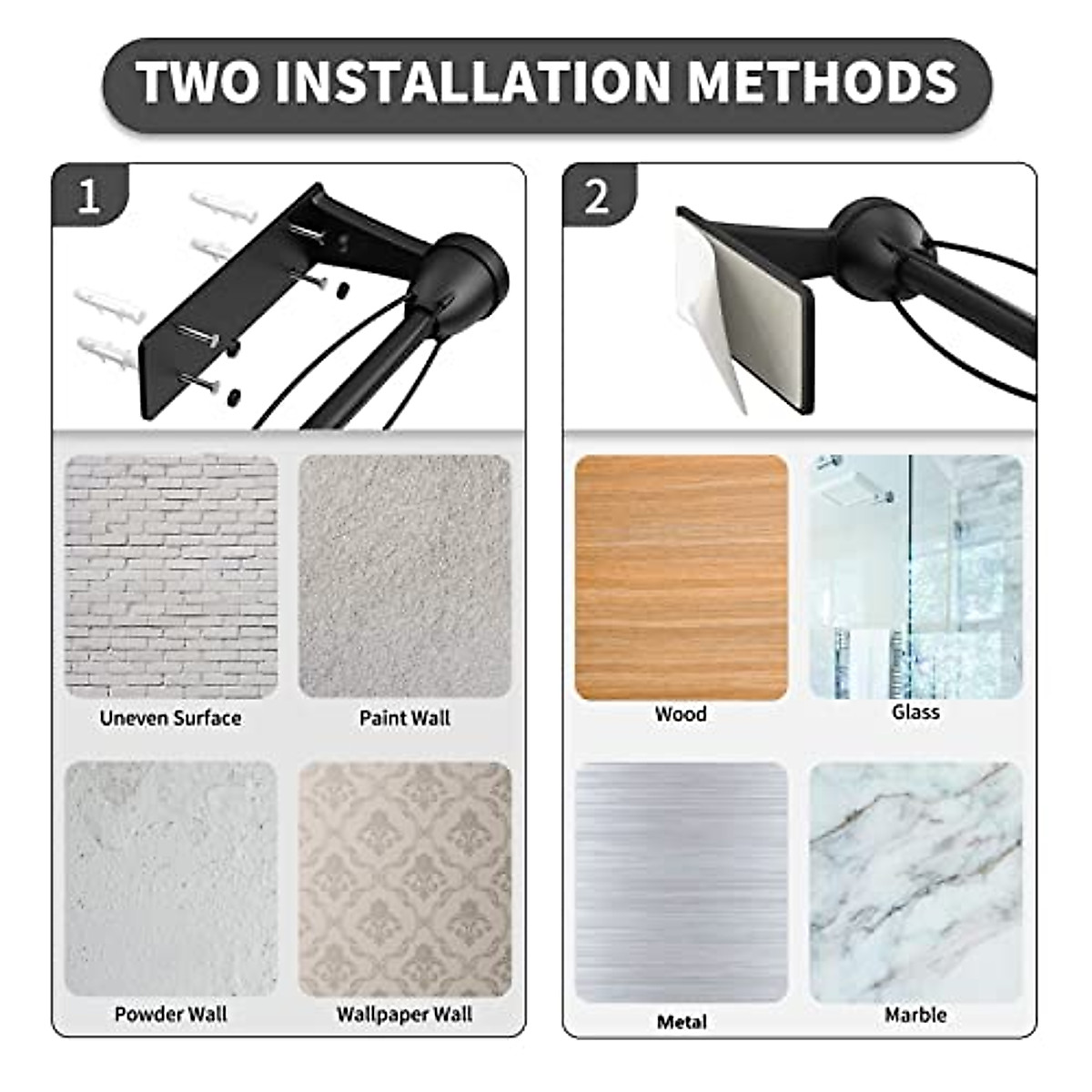 Kitchen Damper Paper Holder, Stainless Steel Damper Paper Holder Kitchen Punch Free Preservative Film Roll Hanger Anti Slip Rustproof Bathroom Tissue Holder Black