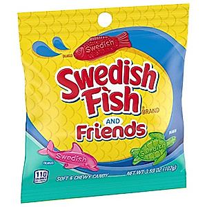 SWEDISH FISH and Friends Soft & Chewy Candy, 12-3.59 oz Bags