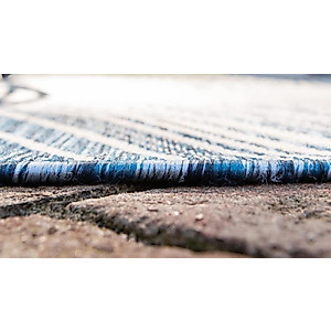 Unique Loom Outdoor Modern Collection Area Rug - Pool (6' 1" x 9' Rectangle, Blue/ Ivory)
