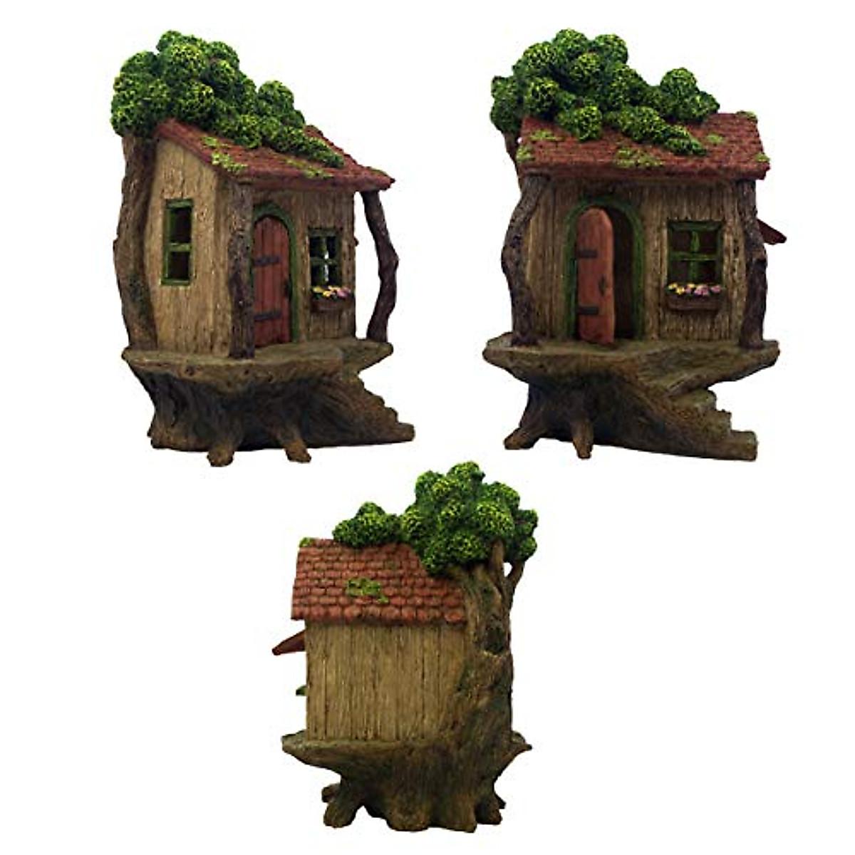 PRETMANNS Fairy Garden Fairy Houses – Fairy Garden Houses for Outdoor - Large Fairy Tree House with a Door That Opens – 9” High - Fairy Garden Supplies for Miniature Garden Accessories