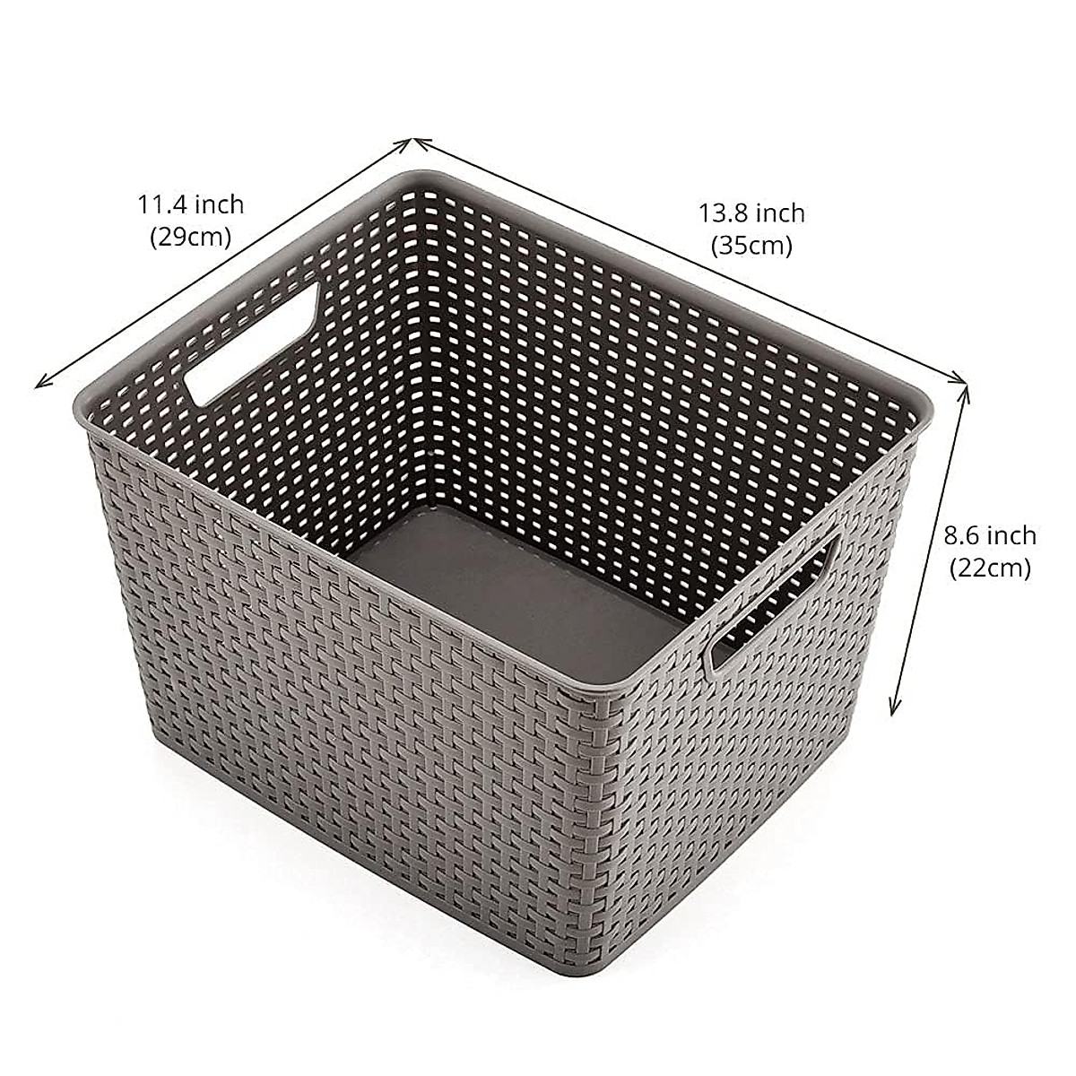 EZOWare 18 Quarts Woven Plastic Storage Basket Bin Set, Large Organizer Knit Tote Box - Set of 6, Gray