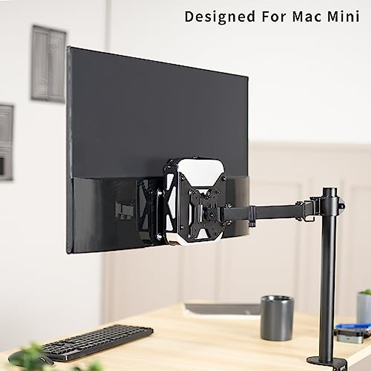 VIVO Behind Monitor VESA Mount Designed for Mac Mini CPU, 2010-Present Models, Monitor Arm Computer Holder, Concealed Back of Screen Mount with Desk Clamp Option, Black, Mount-MINI1
