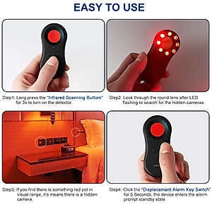 PEN&H Anti-Spy No Peeking Hidden Camera Detector with LED Flash Lights, Spy Camera Detector,Luggage and Personal Alarm 3-in-1 Functionality Defense for Indoor Home Office Travel.