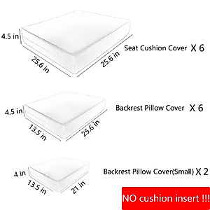 TECOSARA Patio Cushion Covers Set for 7 Pcs Sectional Rattan Sofa , Outdoor Cushion Covers for Seat and Back, Water Repellent Outside Cushion Covers Replacement