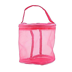 Knitting Bag for Yarn Storage, Oxford Cloth Woven Crocheting Organizer Holder Hollow Mesh Cylinder Crochet Wool Small Accessories Container Tool (Rose Red)
