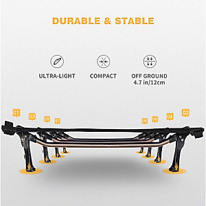 KingCamp Ultralight Compact Camping Cots Folding Tent Cot Bed with Pillow for Indoor Or Outdoor Use, 4.9 Pounds (Black)