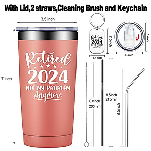 Fufandi Retired 2024 Not My Problem Anymore - Retirement Gifts for Women 2024 - Funny 2024 Retirement Gifts for Women, Coworkers, Teacher, Nurse, Doctor, Mom - Retirement Tumbler