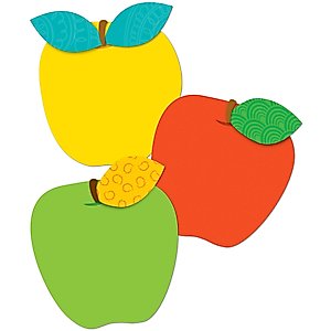 Carson Dellosa 36pc Colorful Apple Bulletin Board Cutouts, Red, Yellow, Green Apples Bulletin Board Decorations for Bulletin Board, Cubbies, Locker Decor, Back to School Bulletin Board Classroom Decor