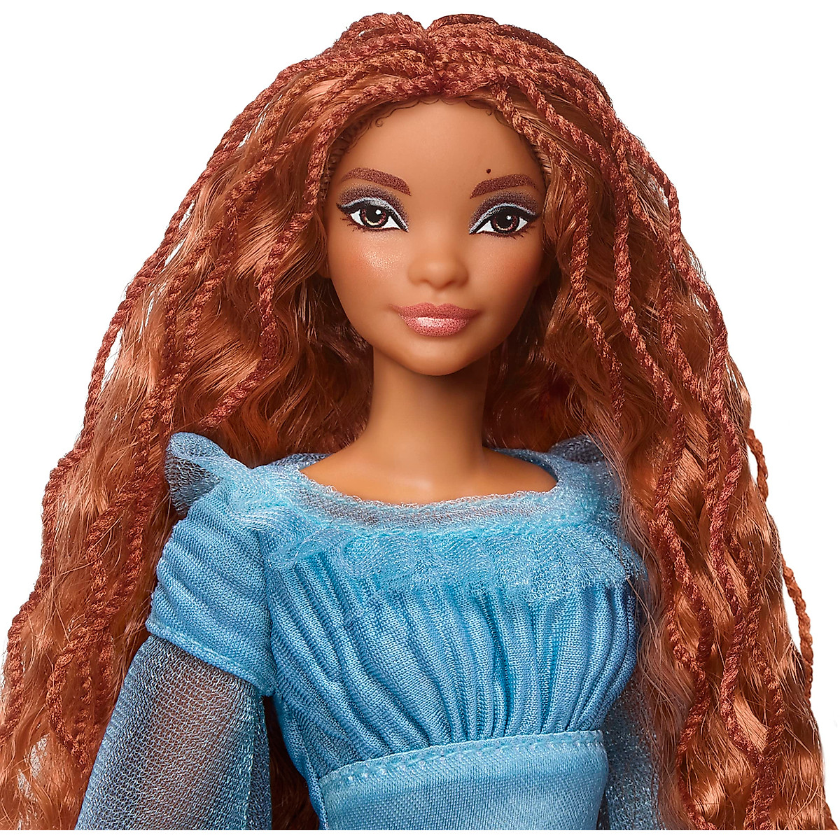 Mattel Disney The Little Mermaid Ariel Fashion Doll on Land in Signature Blue Dress, Toys Inspired by Disney’s The Little Mermaid