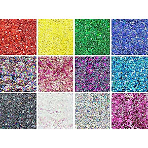 12 Pack - Multi-Colored Face & Body Glitter - Glue Included - Rainbow Chunky Glitter - Uses Include: Festival Rave Makeup Face Body Nails Resin Arts & Crafts, Resin, Tumblers, Bath Bombs