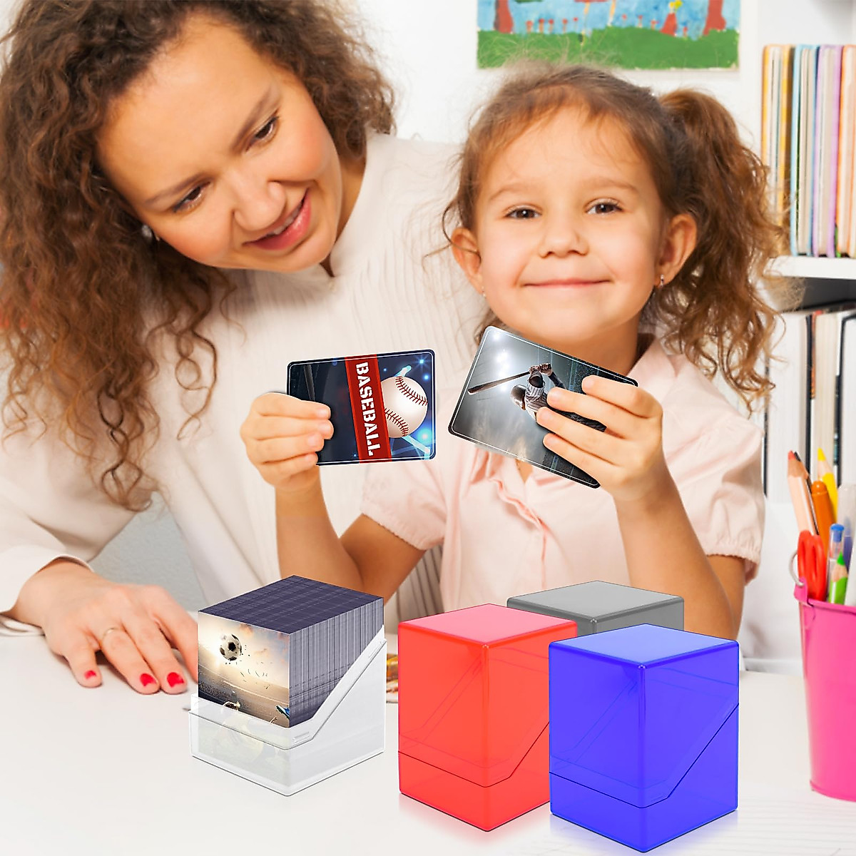 4 Pack Card Deck Cases for Trading Cards, Acrylic Card Storage Boxes Holding 100+ Sleeved Cards Fit for MTG,TCG Sports Cards, Game Card Standard Cards