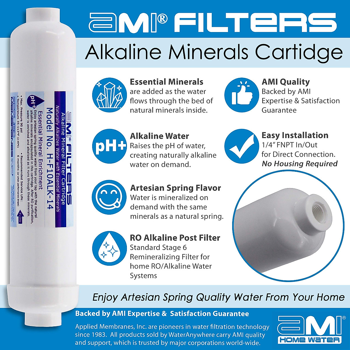 Alkaline Water Filter Replacement Cartridge | Mineral Cartridge for Alkaline Water Filters System | Essential Minerals for Water (1, Alkaline Cartridge Only)