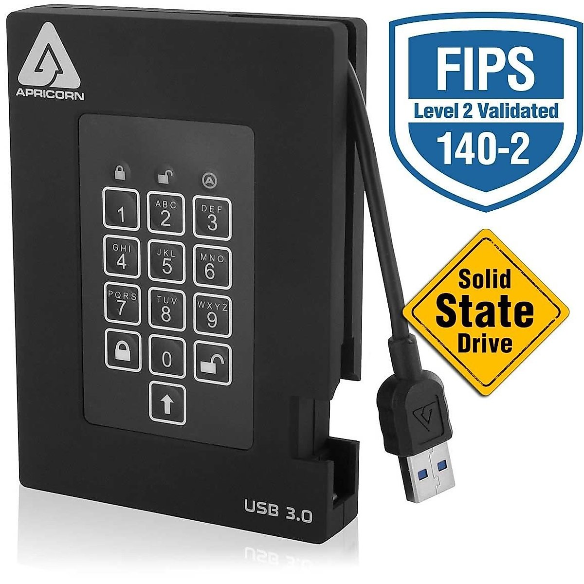 Apricorn 4TB Aegis Fortress FIPS 140-2 Level 2 Validated 256-Bit Encrypted USB 3 External SSD (A25-3PL256-S4000F)