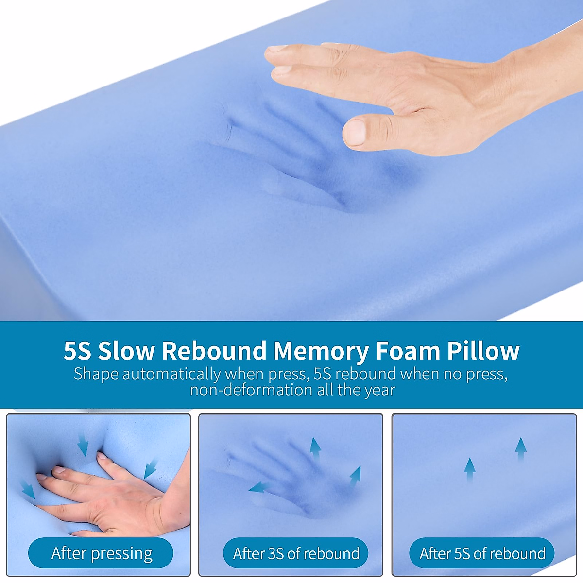 Memory Foam Pillows Neck Pillow Bed Pillow for Sleeping, Ergonomic Cervical Pillow for Neck and Shoulder Pain Relief,Orthopedic Contour Pillow for Side Back Stomach Sleeper