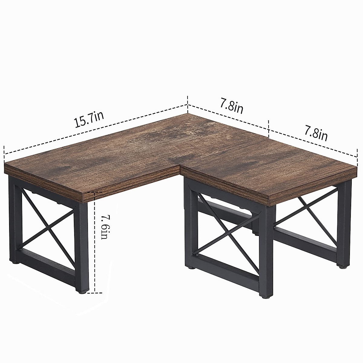 Giikin Wood Desktop Shelf - Table Top Corner Shelf Stand - Kitchen Counter Organizer - Multi-Purpose Adjustable Riser for Monitor Cups Jars Spices - 2 Tier Independent Stackable Desk Stand…