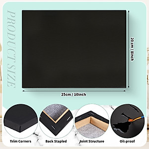 Thenshop 20 Pcs Black Canvas, Stretched Canvases for Painting, Blank Black Art Painting Supplies,8 oz Triple Primed 100% Cotton(8 x 10 Inch)