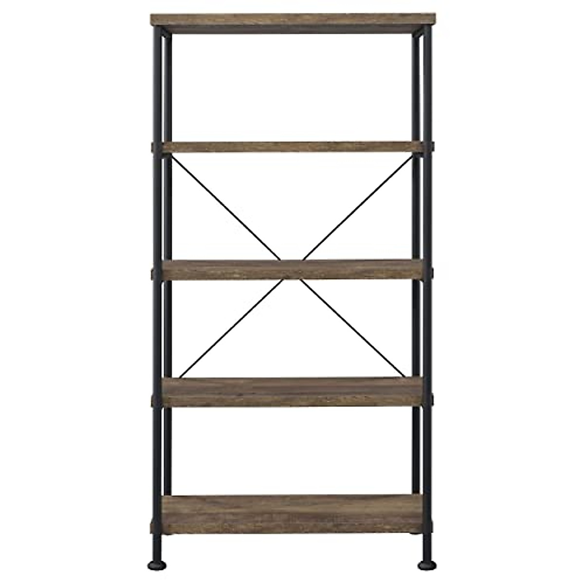Coaster Furniture Analiese Rustic Industrial 4 Shelf Bookcase Bookshelf Etagere Composite Wood Shelves Metal Frame Brown Oak Black 802543