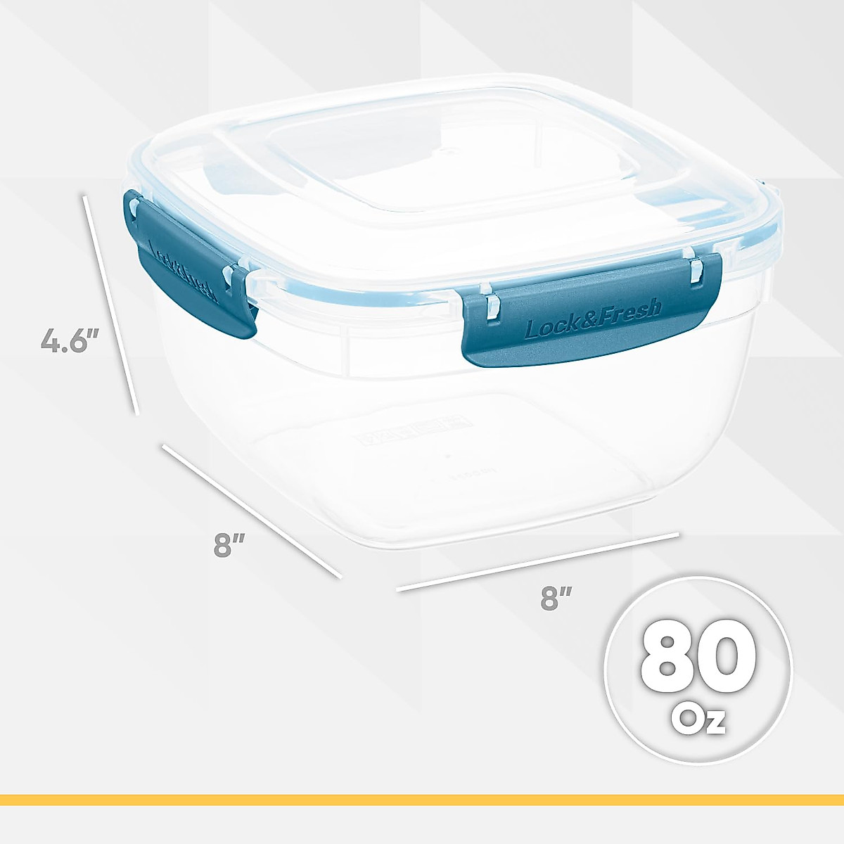 Superio Plastic Food Storage Containers with Airtight Lids, 6 Pack- 80 Oz, BPA Free, Leakproof, Stackable, Microwave, Dishwasher, Freezer Safe, Blue