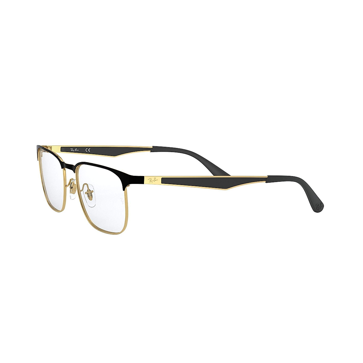 Ray-Ban RX6363 Square Prescription Eyeglass Frames, Black On Arista/Demo Lens, 54 mm