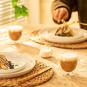 Sweese 5oz Double Wall Glass Espresso Cups Set of 4, Insulated Glass Coffee Cups with Handle Perfect for Cappuccino, Latte, Tea, Clear Glass Espresso Shot Cups Suitable for Espresso Machine