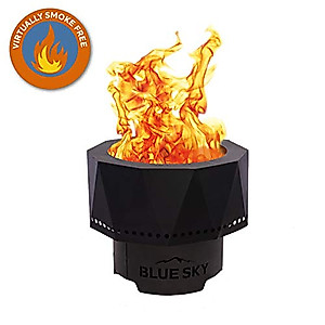 Blue Sky Outdoor Living Ridge Portable Fire Pit, Smokeless Fire Pit with Spark Screen, Lift, and Carrying Bag, Black
